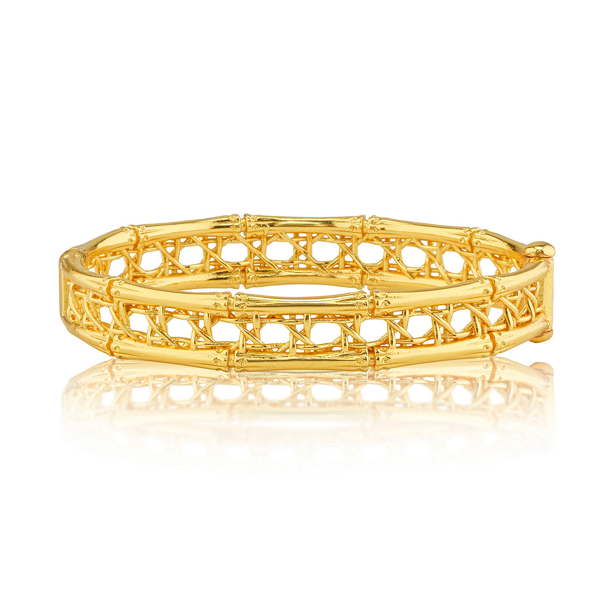 Veranda Caning Hinged Bangle, S/M - Gold – Capucine De Wulf